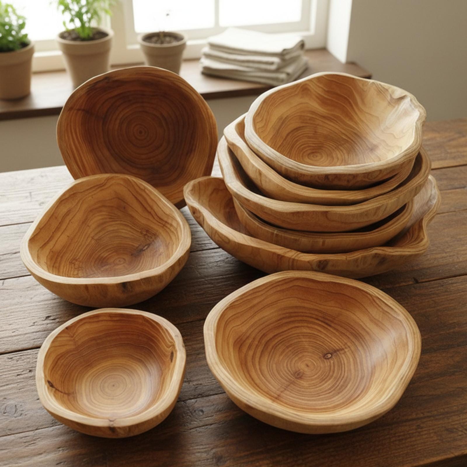 Irregular Wooden Bowl, Rustic Dough Bowl, Unique Housewarming Gift - Etsy