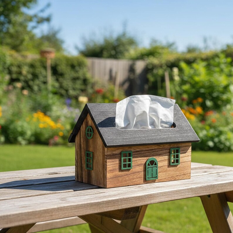 Farmhouse House-shaped Wooden Tissue Box Cover, Decorative Paper Towel ...