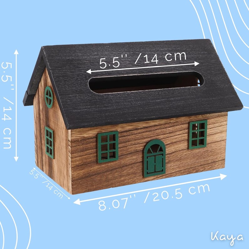 Farmhouse House-shaped Wooden Tissue Box Cover, Decorative Paper Towel ...