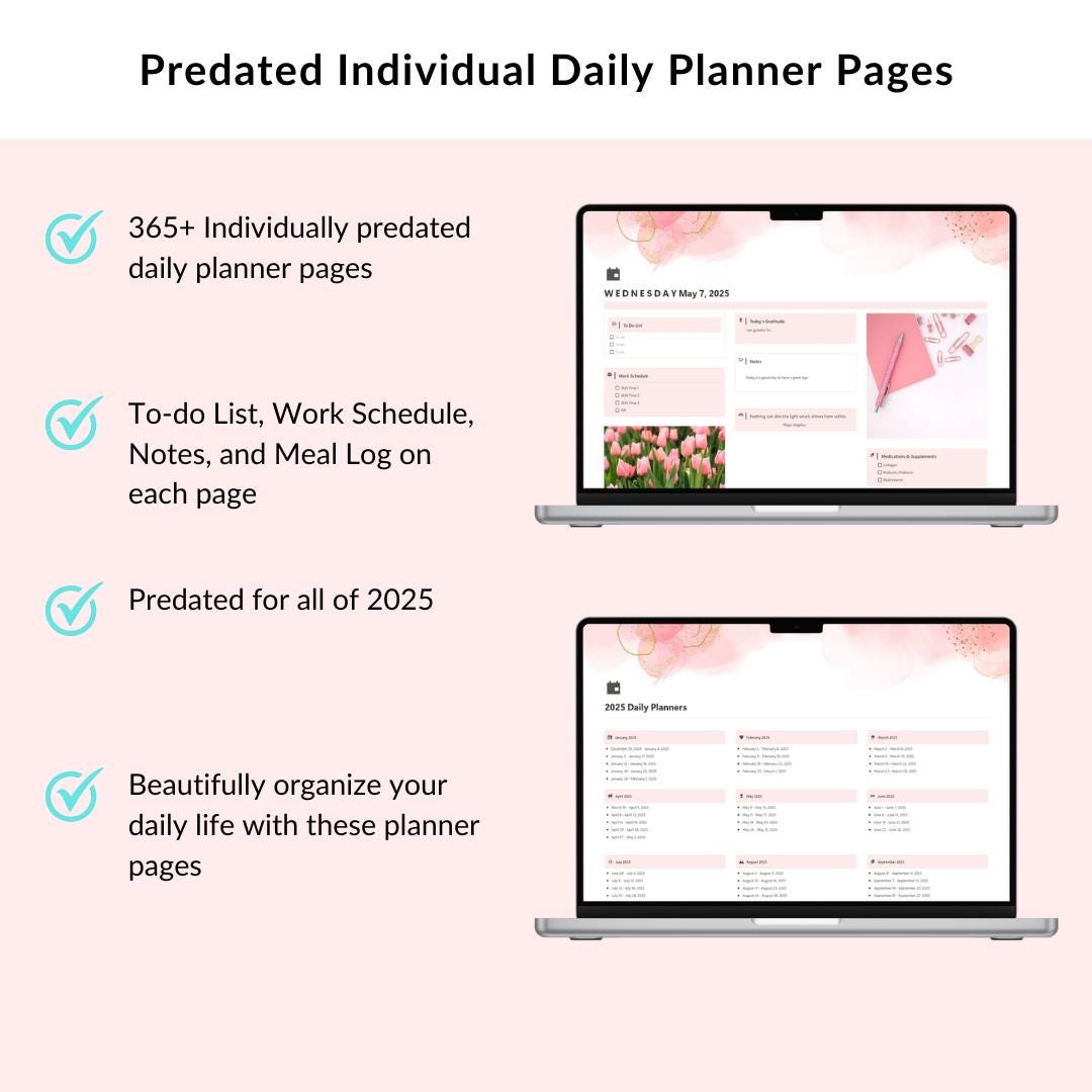 2025 Daily Planner Notion Template Calendar - Etsy