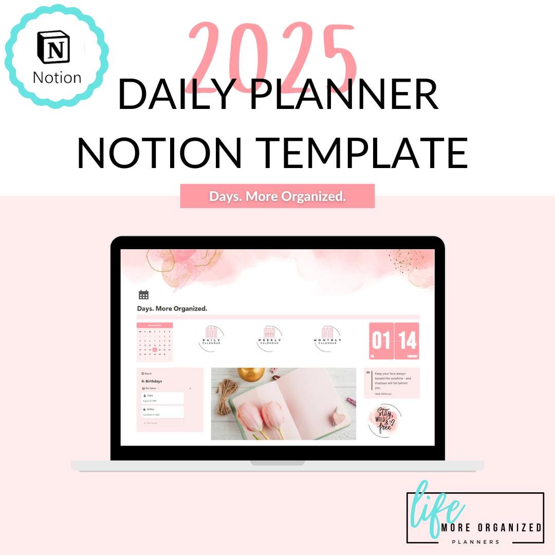 2025 Daily Planner Notion Template Calendar - Etsy