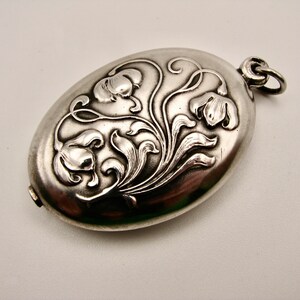 French Mirror Slide Locket Antique Art Nouveau Silver Oval Shape - Etsy