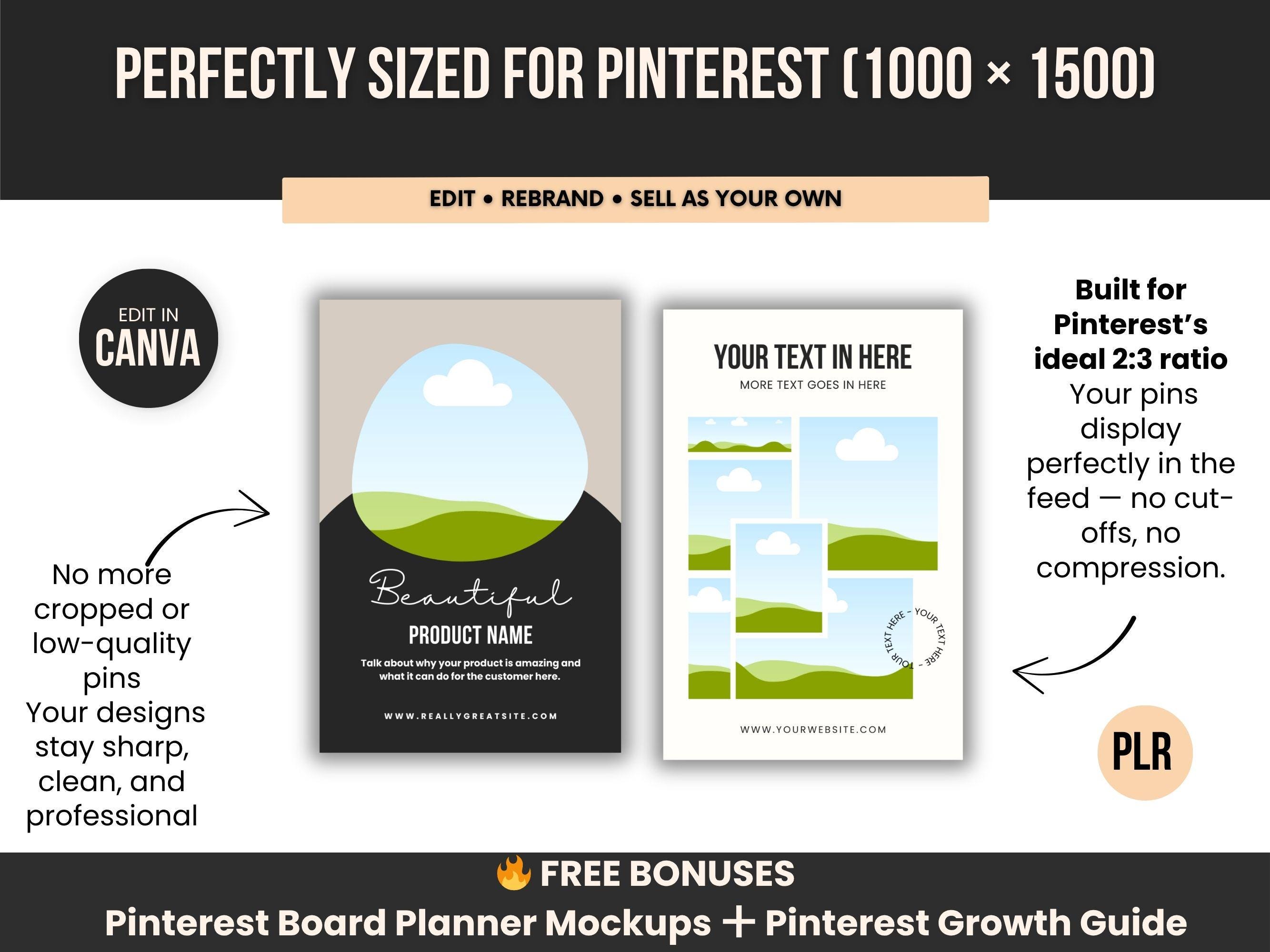 250 Pinterest Pin Templates Canva PLR, Editable Pin Template Bundle ...