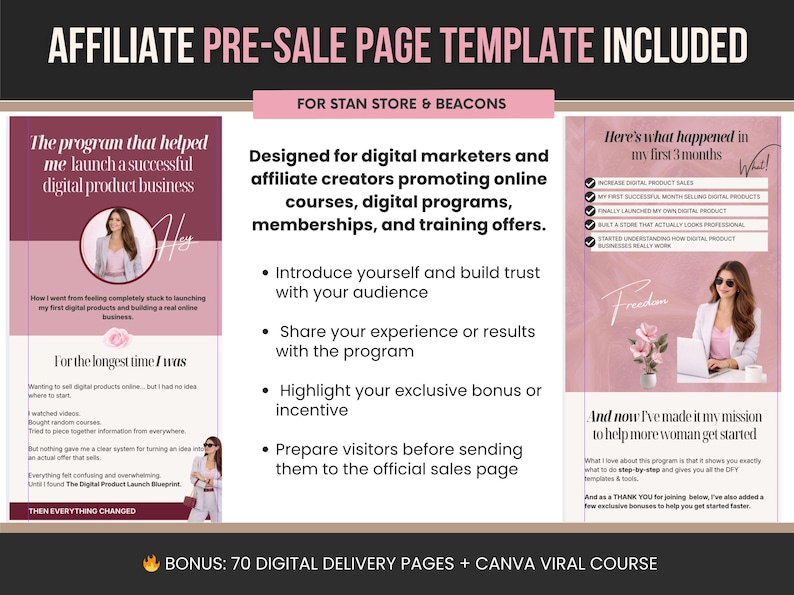 Mobile Sales Page Funnel Canva Template PLR, Stan Store Beacons Sales ...