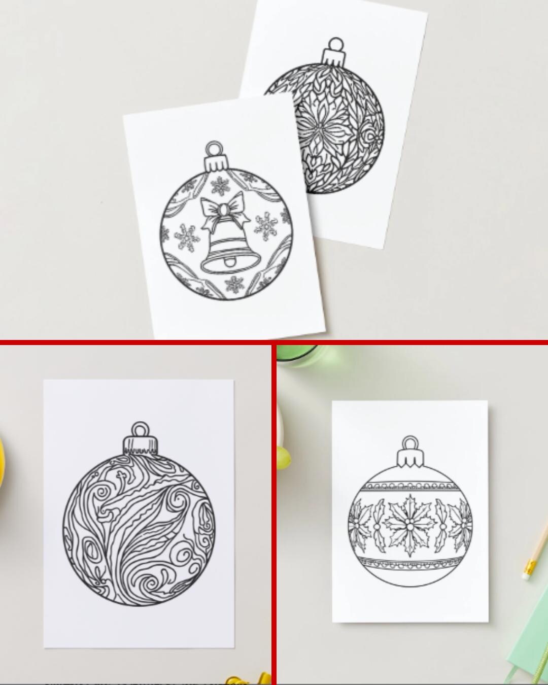 20 Printable Christmas Baubles Coloring Sheets - Etsy