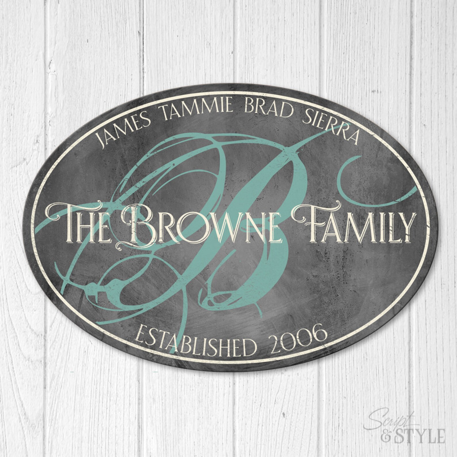 Family Established Sign, Wood Personalized Family Name Sign, Oval Last ...