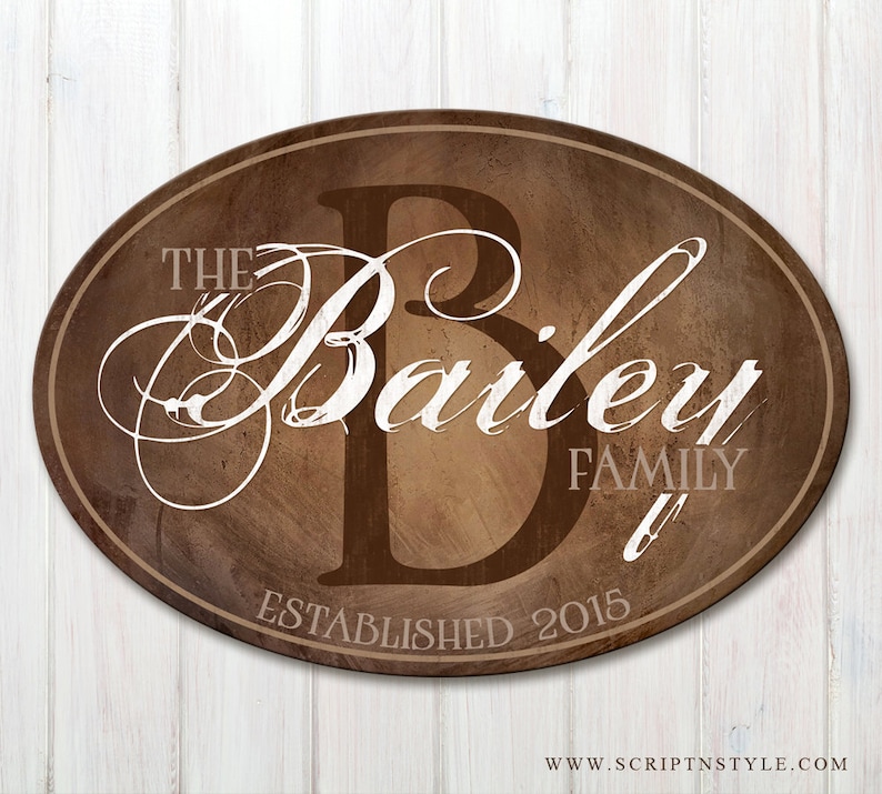 Wood Family Established Sign, Oval Personalized Family Name Sign, Wood ...