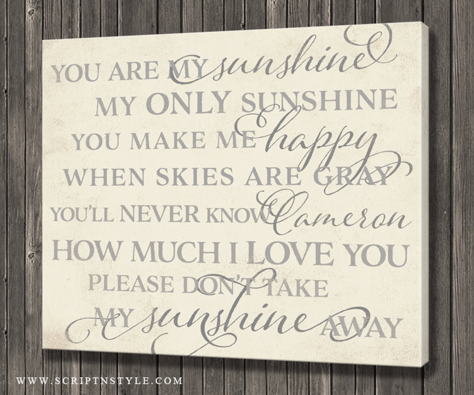 Personalized You Are My Sunshine My Only Sunshine Sign on Canvas, Child ...
