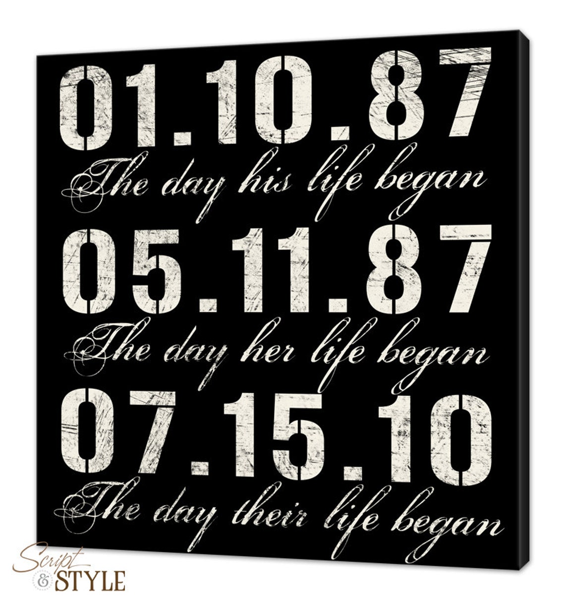 Personalized Special Dates Canvas Wall Art Important Dates - Etsy