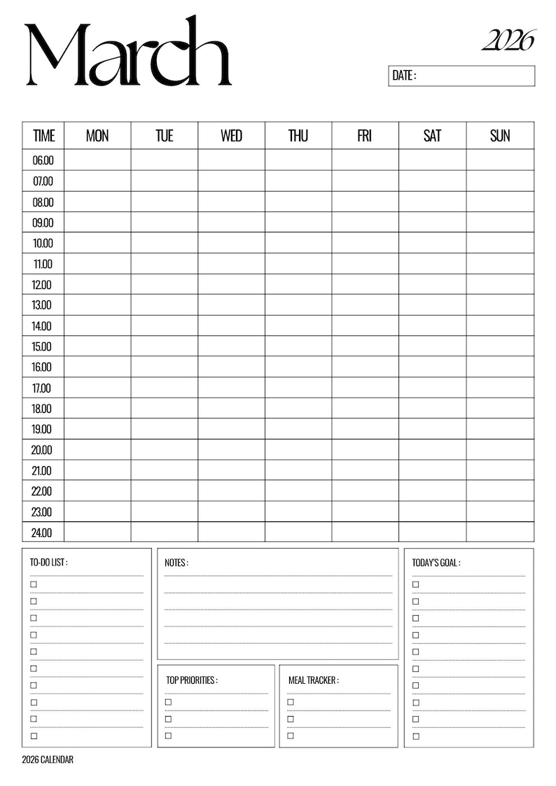 2026 Calendar Printable PDF | Aesthetic Minimalist Monthly Planner ...