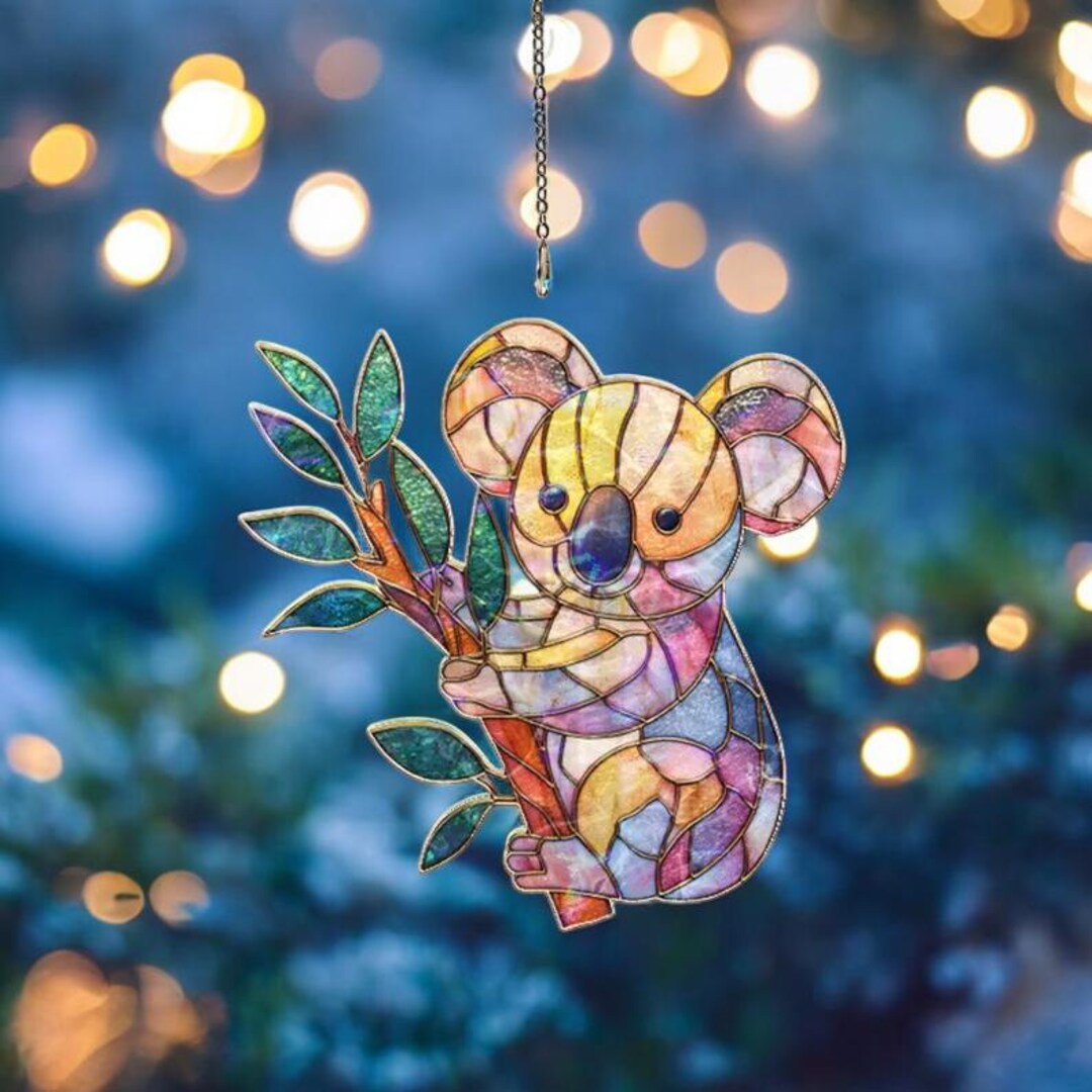 Koala Acrylic Suncatcher, Stained Glass Style Koala Bear With ...