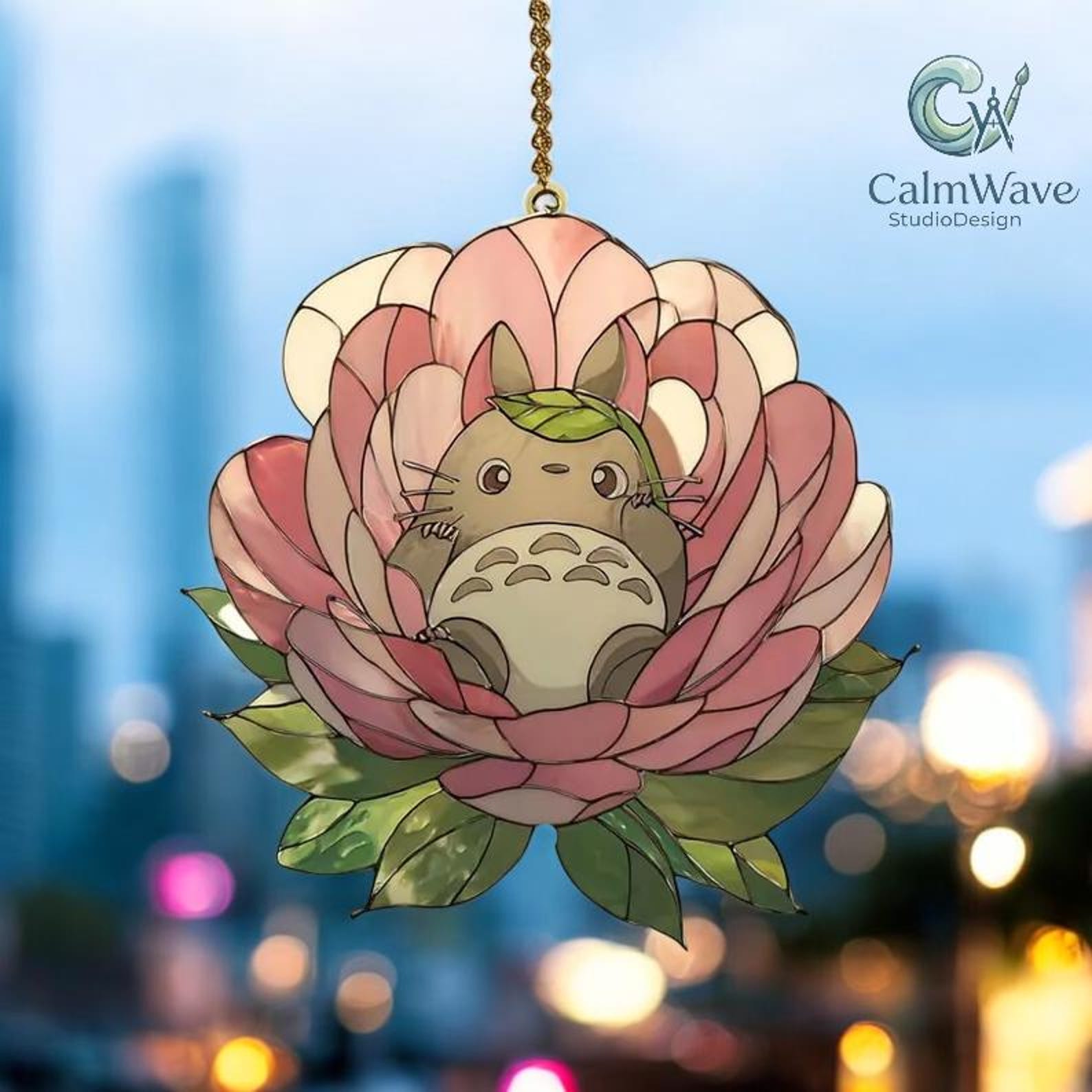 My Neighbor Totoro Floral Suncatcher, Cute Totoro Flowers Hanging Art ...