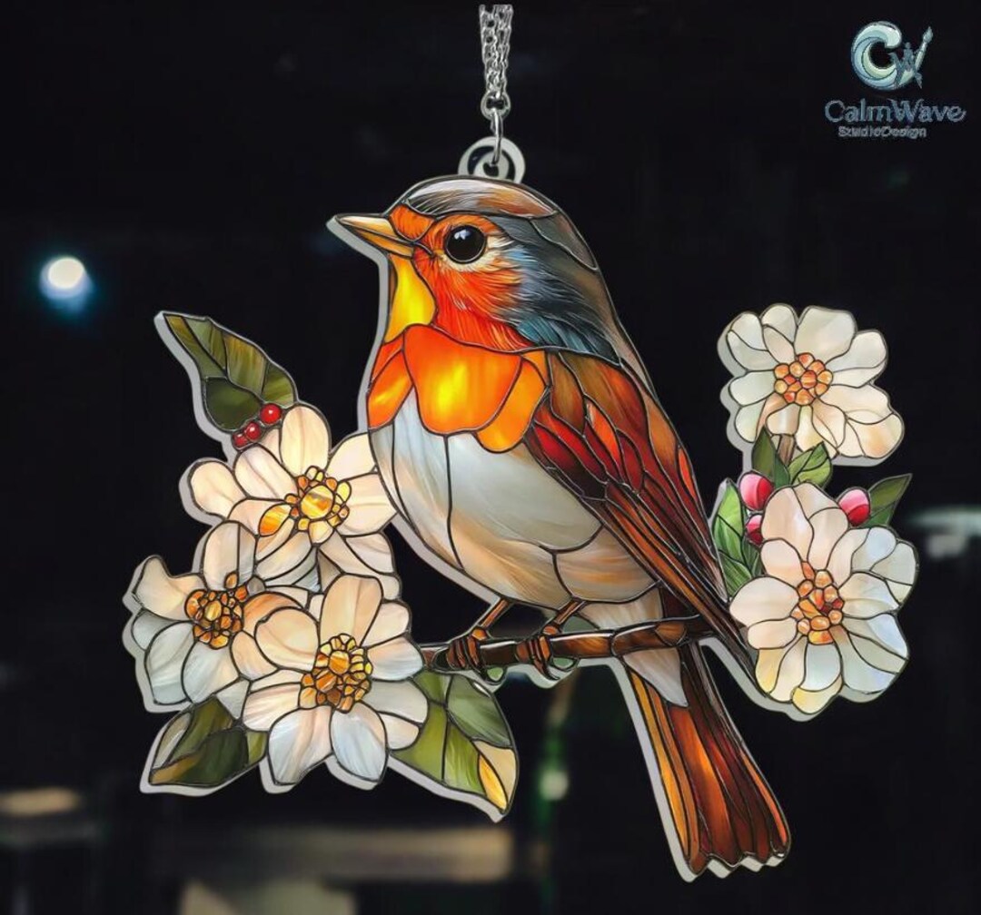 Robin Acrylic Suncatcher Ornament, Robin Suncatcher Window Hanging ...