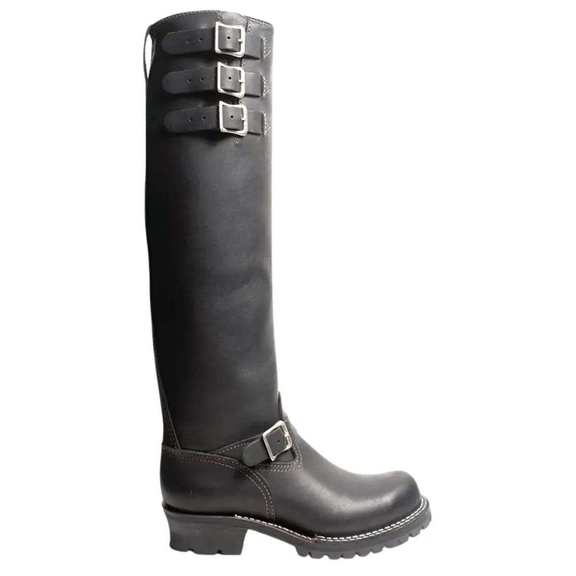 Handmade Black Leather Motorcycle Boots | 16-inch Tall Biker Boots ...