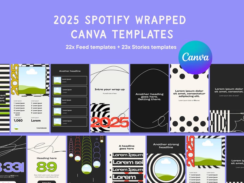 2025 Spotify Wrapped Canva Templates - Editable Customizable Social ...