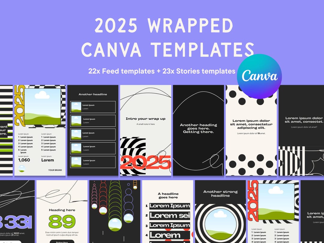 Wrapped 2025 Editable Canva Templates – Fully Customizable Year-in ...