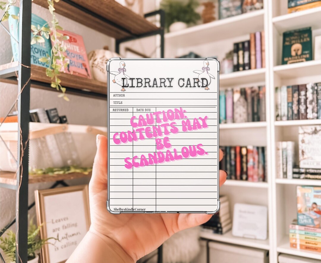 Pink Library Card Kindle Insert | “caution: Contents May Be Scandalous ...