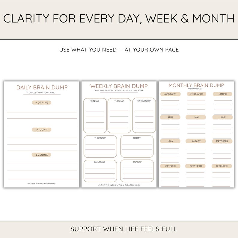ADHD Brain Dump Template Printable Brain Dump Planner Brain Dump ...