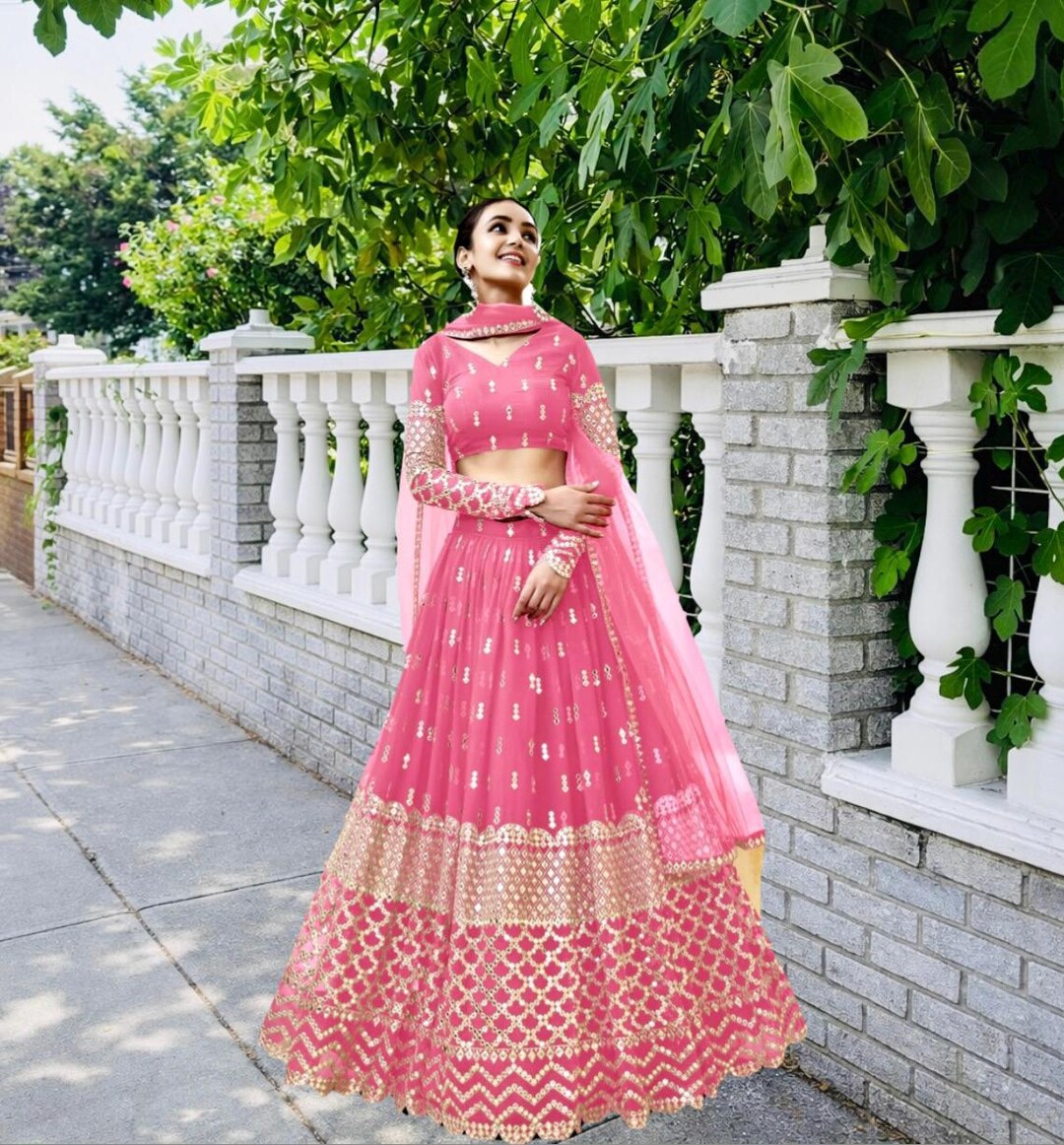 Pink Bridal Lehenga Choli for Women, Designer Wedding Ghagra Choli ...