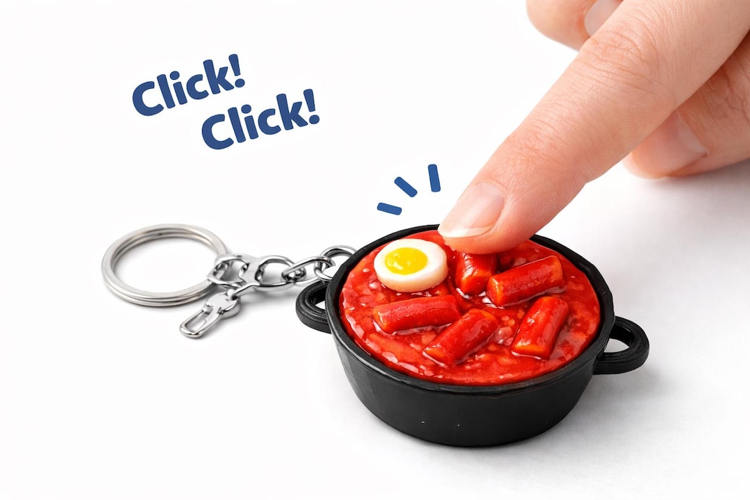 Tteokbokki Clicker Keychain | K-food Cliker | Mini Korean Street Food ...