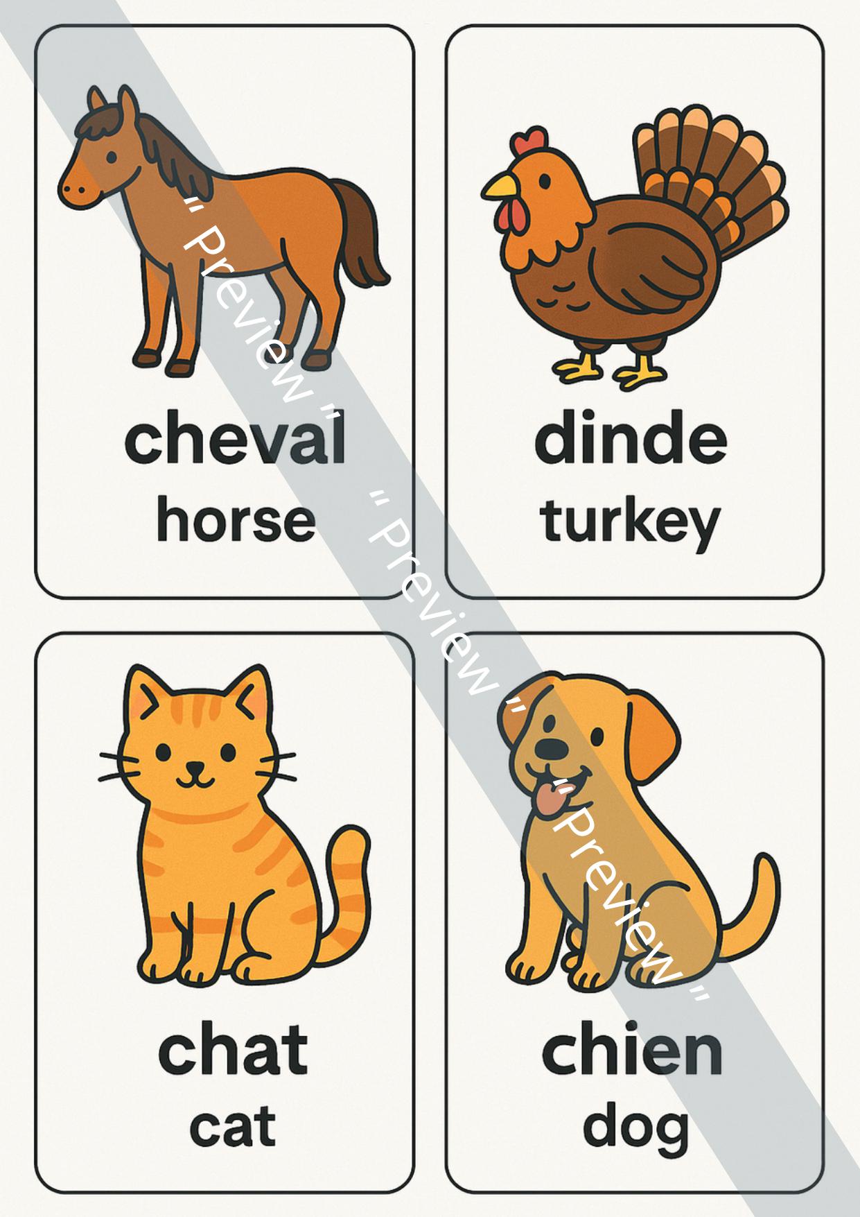 Educational Flashcards: Farm Animals | Bilingual French/english ...
