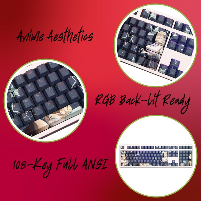 High-end 108 Keys Ichinose Asuna Keycap Set, PBT Backlit Shine Through ...