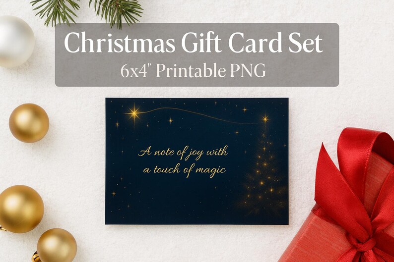 Christmas Gift Card Set – 6x4” Printable Cards – Front & Back PNG ...