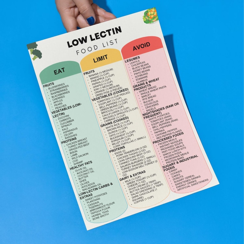 Low Lectin Food List Printable, Lectin-free Diet & Gut Support Eating ...