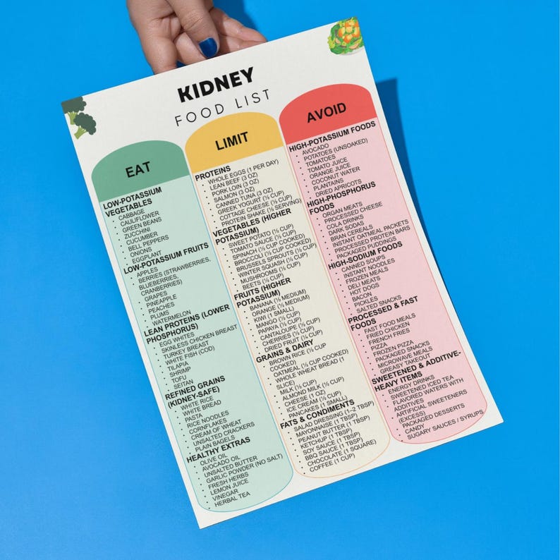 Kidney Disease Food List, Renal Diet & Kidney Support Eating Guide, Low ...