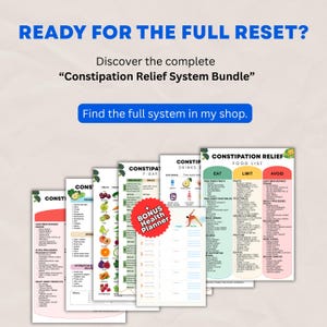 Constipation Relief Food List Printable, High Fiber Diet Guide & Gut ...