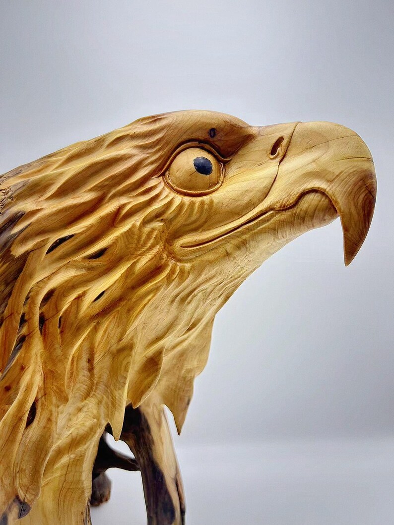 Cabeza de águila tallada en madera/tallada a mano, tres generaciones de ...