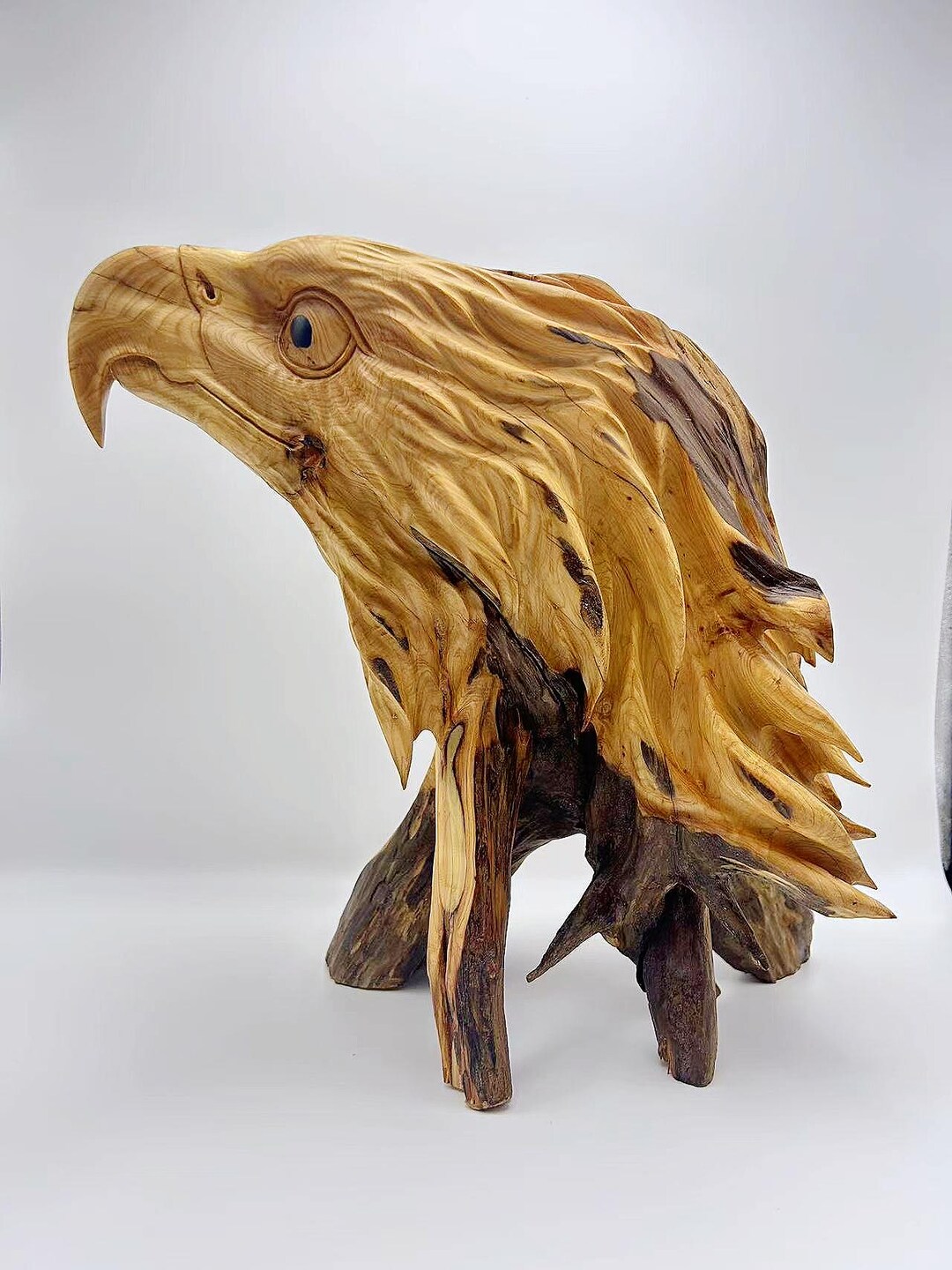 Cabeza de águila tallada en madera/tallada a mano, tres generaciones de ...