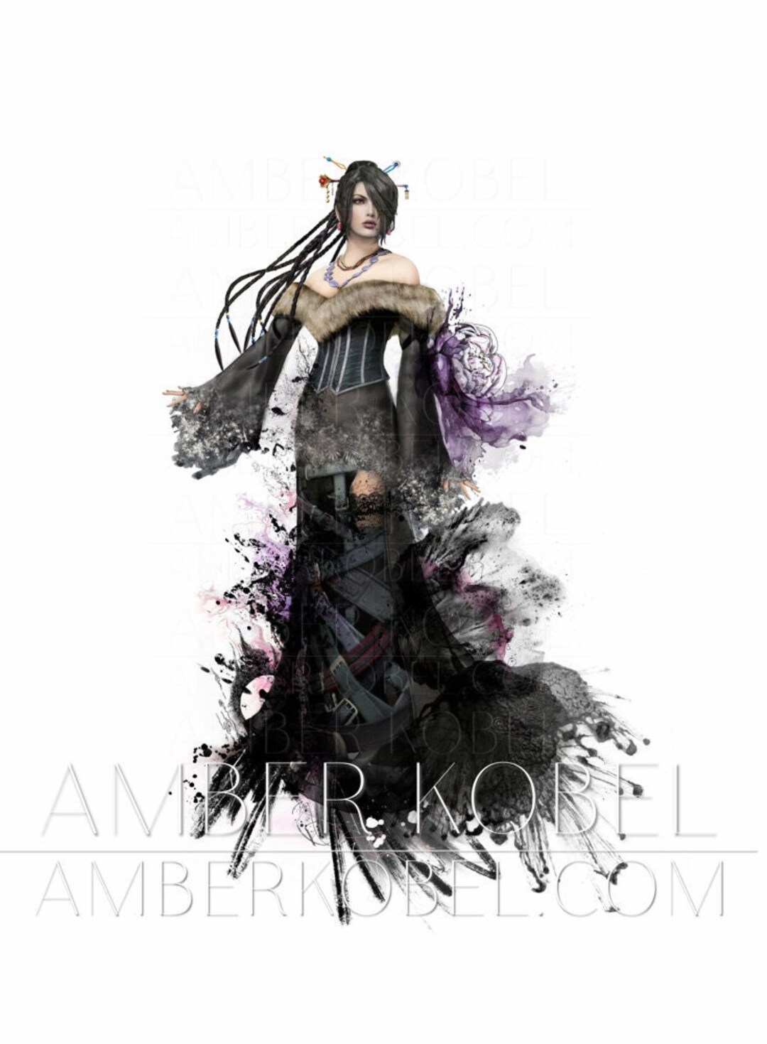 FFX - Lulu - Watercolor Gouache Portrait- FF10 - Dissidia, Final ...