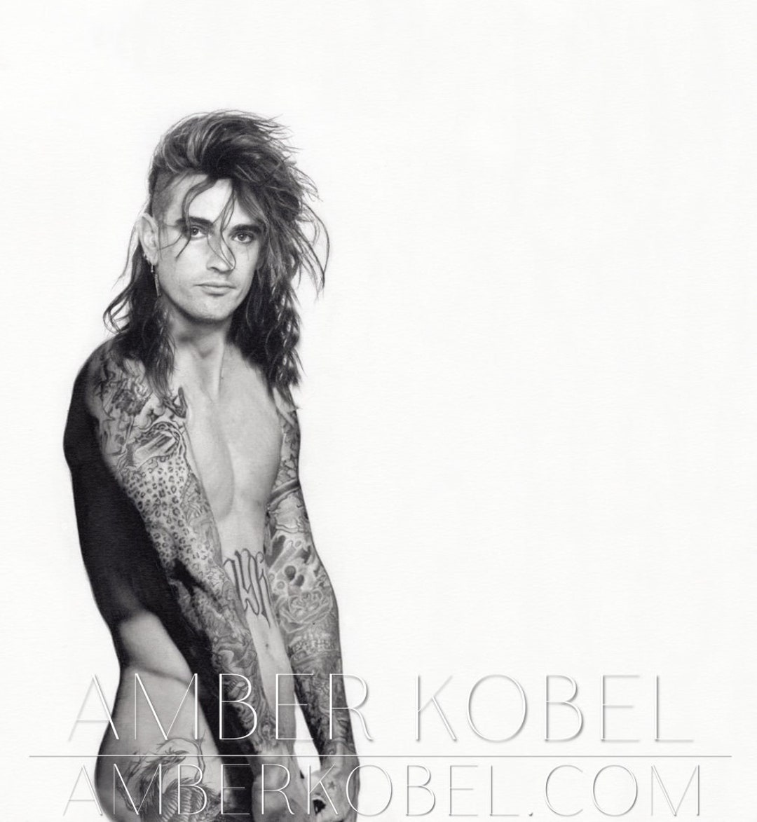 Nude & Tattooed - Tommy Lee - Pencil and Charcoal Portrait - Motley Crue - Methods of Mayhem ...