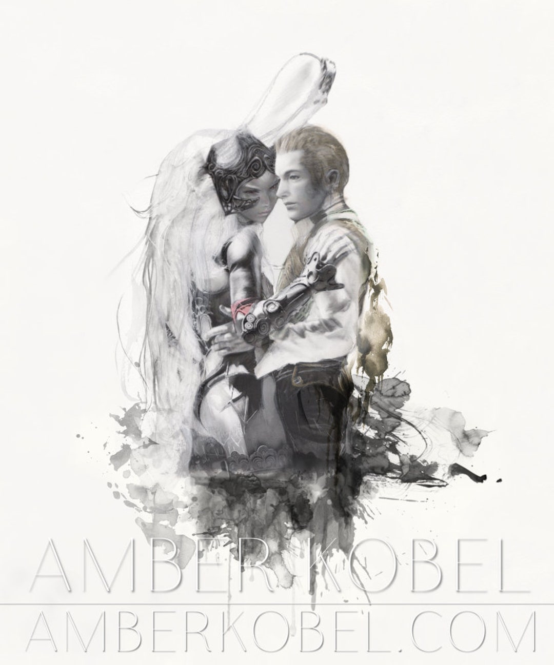 FFXII - Fran & Balthier Embrace - Watercolor Painting - FFXII - Final ...