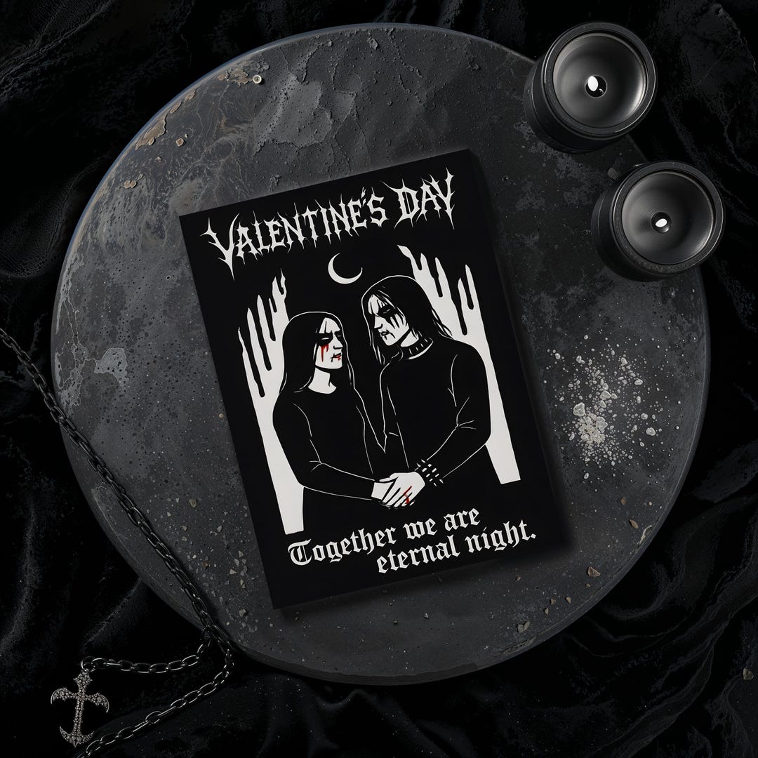 Black Metal Printable Valentine’s Card 5x7 – Corpsepaint Lovers ...