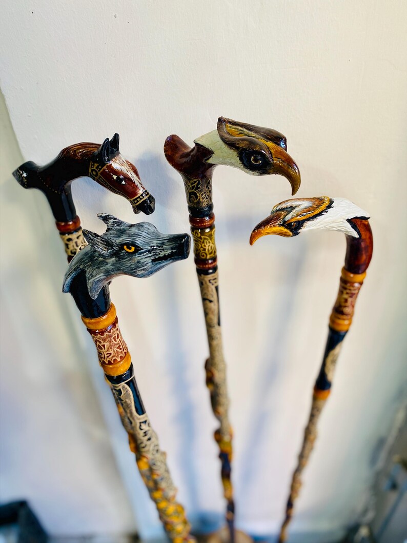 Horse Head Walking Cane,handmade Wooden Walking Stick,gift for Father ...