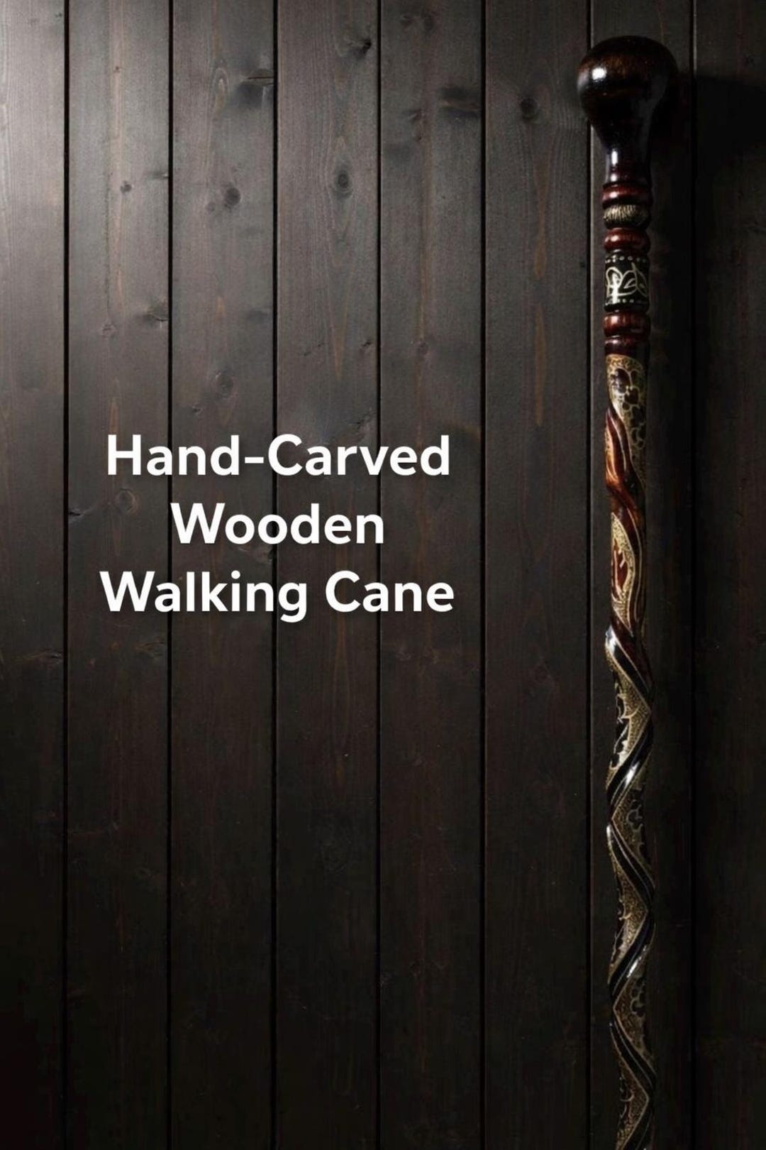 Handmade Fantasy Staff, Wooden Wizard Walking Stick, Floral Design ...