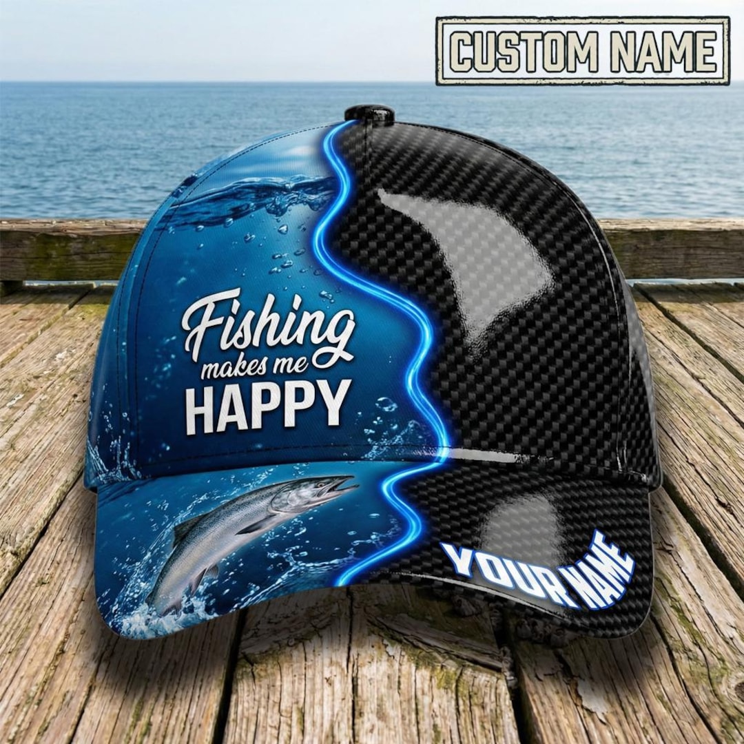Personalized Chinook Salmon Hat, Custom Name King Salmon Cap, "fishing ...