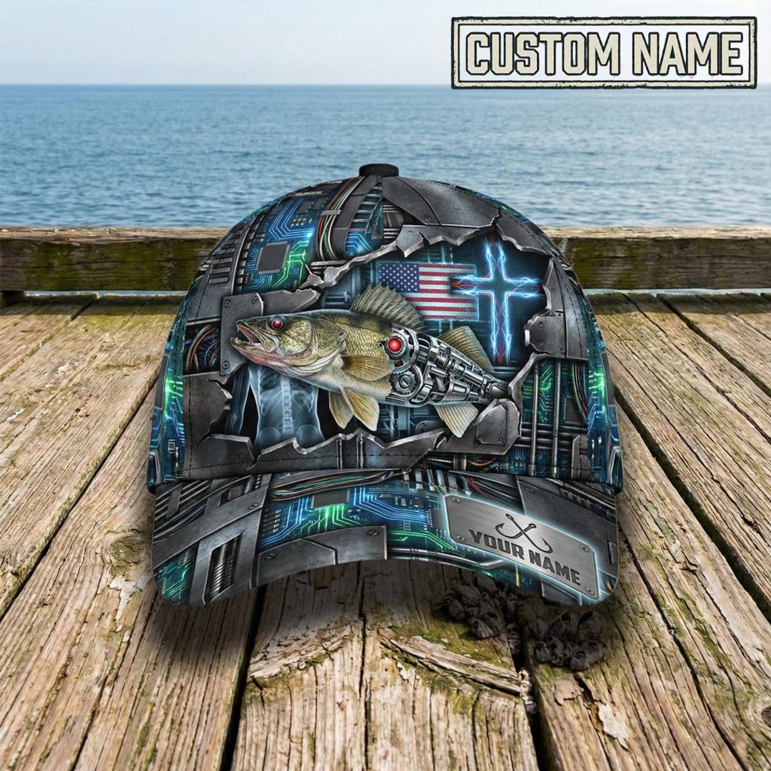 Personalized Walleye Fishing Hat - Custom Name Fishing Cap - Walleye ...