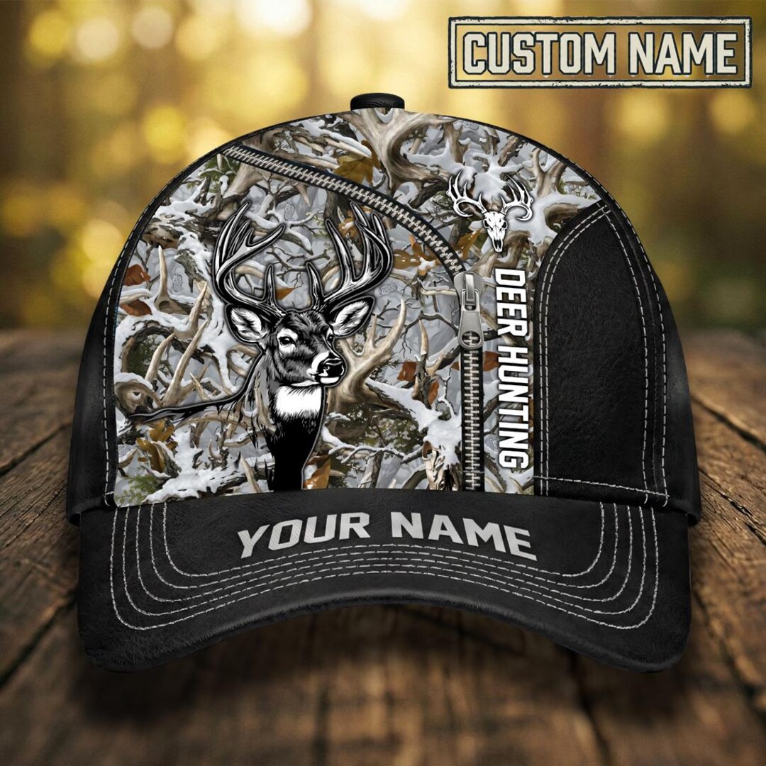 Personalized Deer Hunting Hat, Whitetail Buck & Skull Camo Cap, Custom ...
