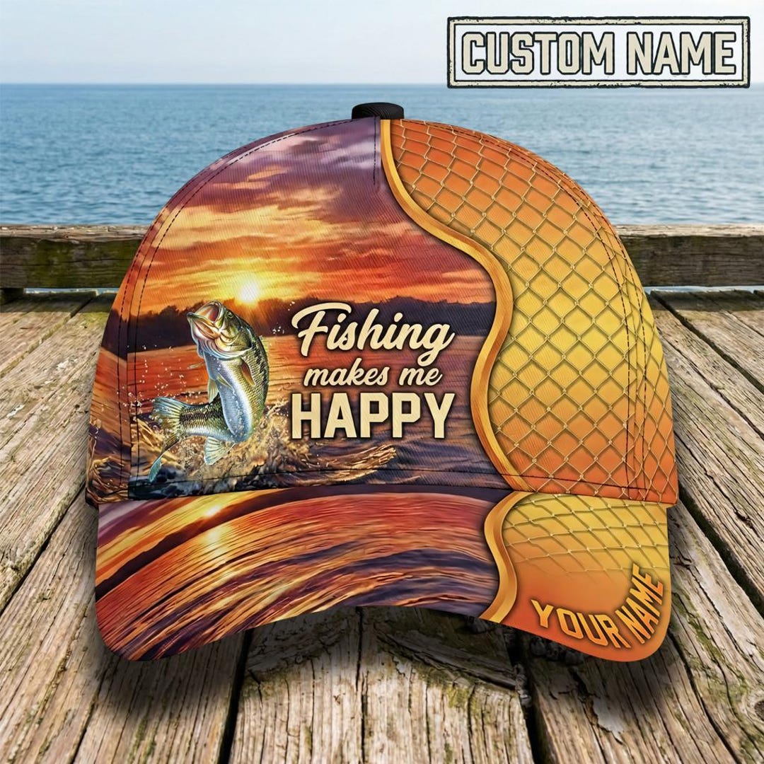 Personalized Largemouth Bass Hat, Custom Name Fishing Cap, "fishing ...