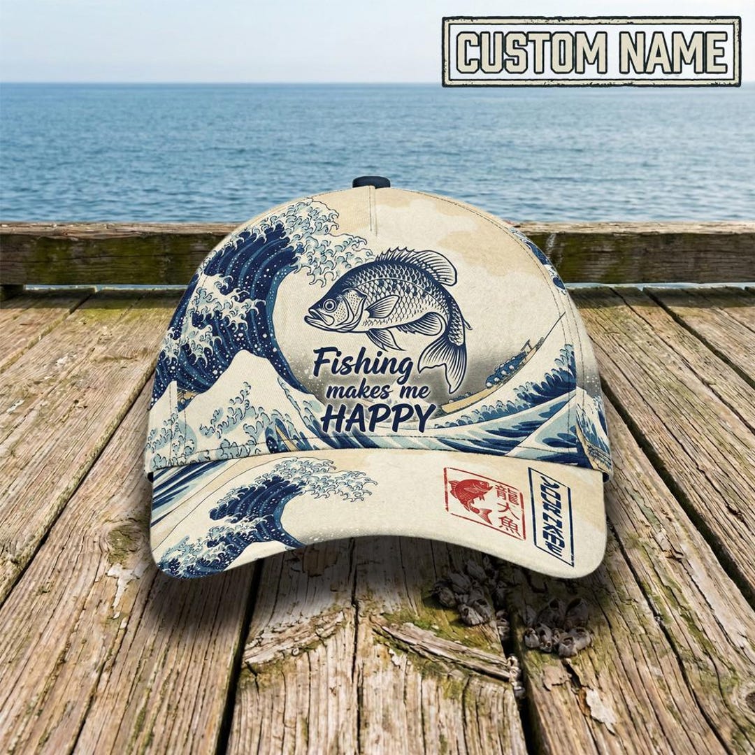 Personalized Crappie Fishing Hat, Custom Name Fish Cap, American Flag ...