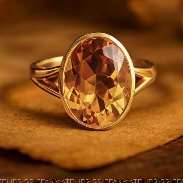 Large Citrine Ring - Etsy