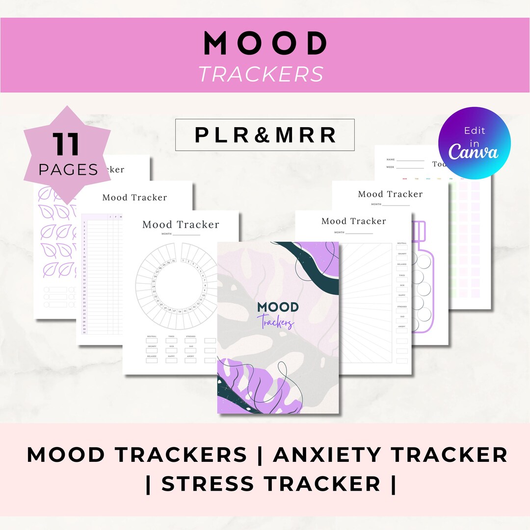 Mood Tracker Printable | Anxiety & Stress Relief Journal (PLR MRR ...