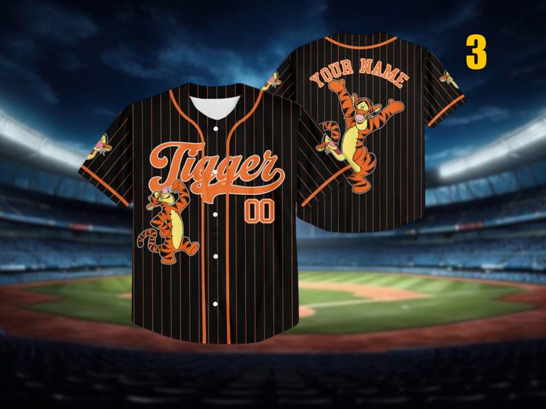 Custom Winnie the Pooh Tigger Baseball Jersey: Polyester Spandex Blend ...