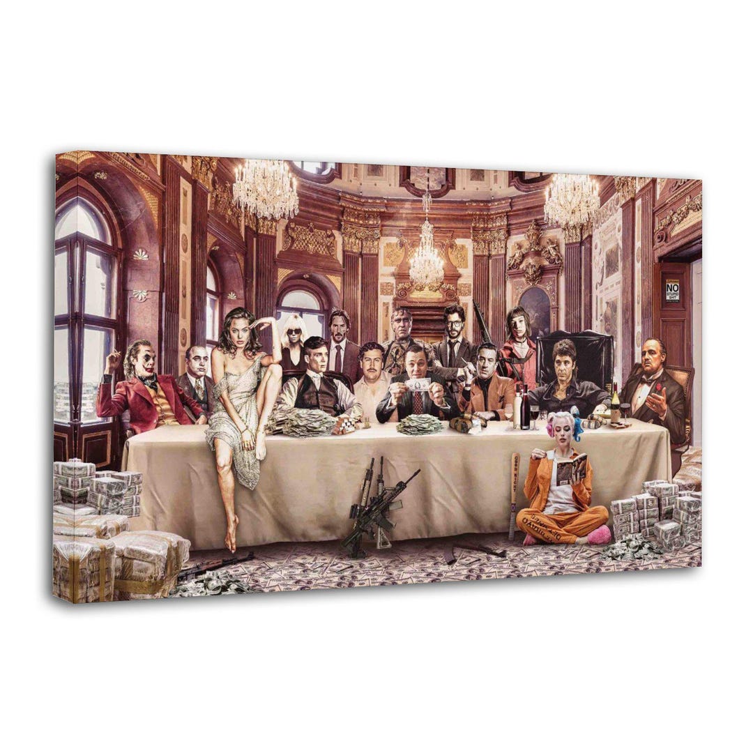 Tony Montana the Dinner Table Scarface Posters Wall Art Painting Canvas ...