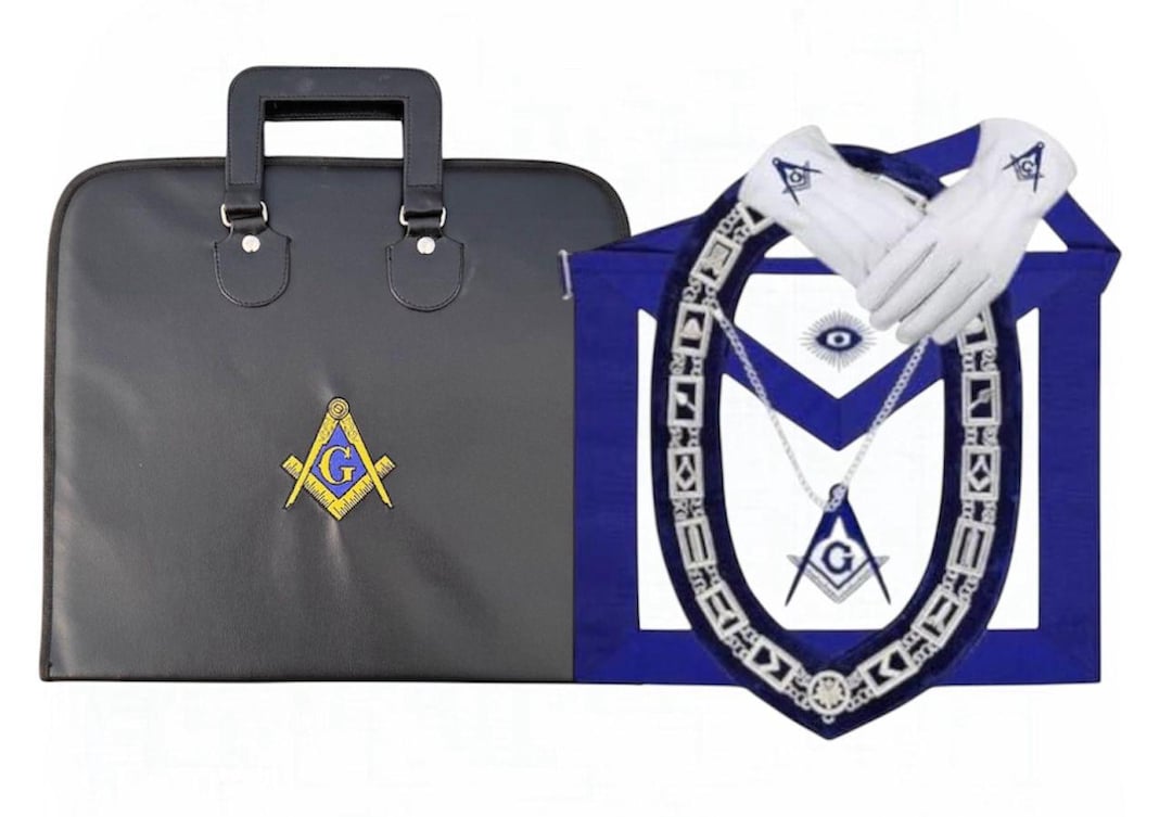 Masonic Regalia Set: Blue Lodge Master Mason Apron, Chain Collar ...
