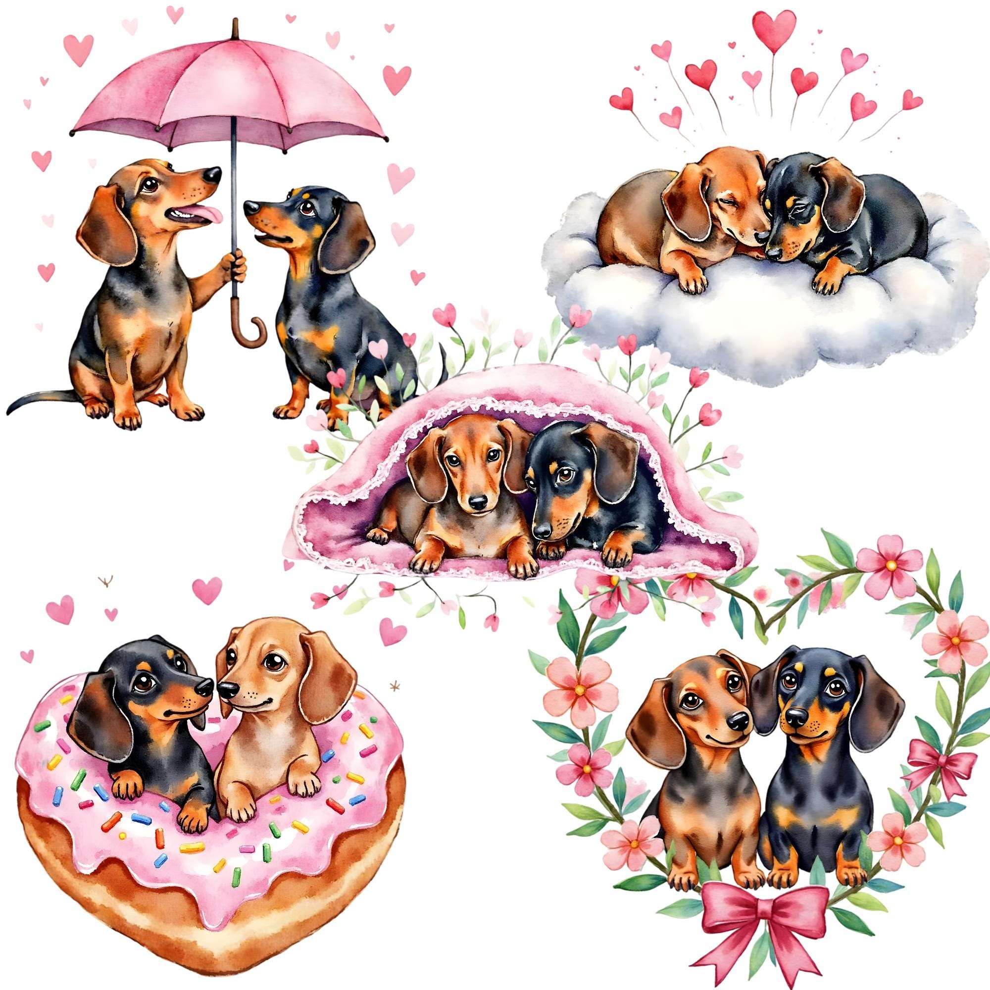 Dachshund Valentine PNG - Puppy Love Clipart - Funny Weiner Dog Art ...