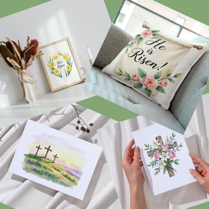 Christian Easter Clipart, Watercolor Jesus PNG, Resurrection Cross Art ...